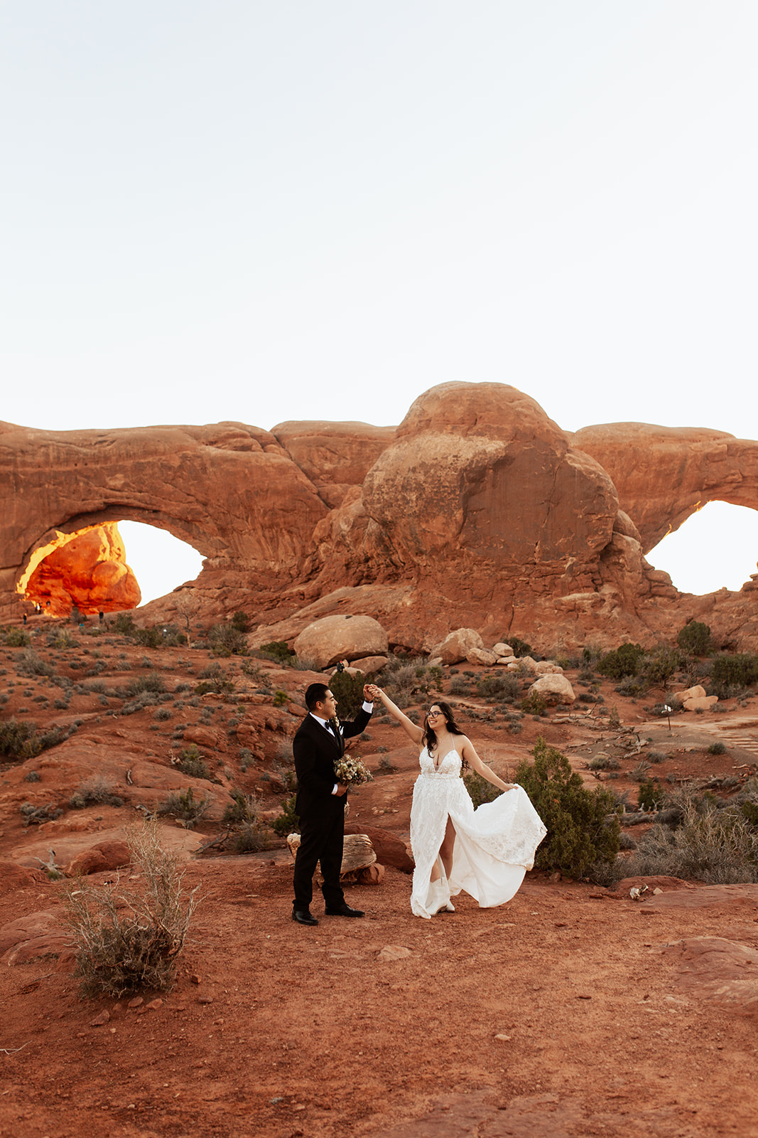 Arches National Park Moab Elopement Explorations on a Sunrise Hike
